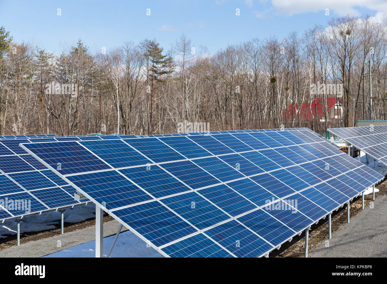 Solar panel plant Stock Photo - Alamy