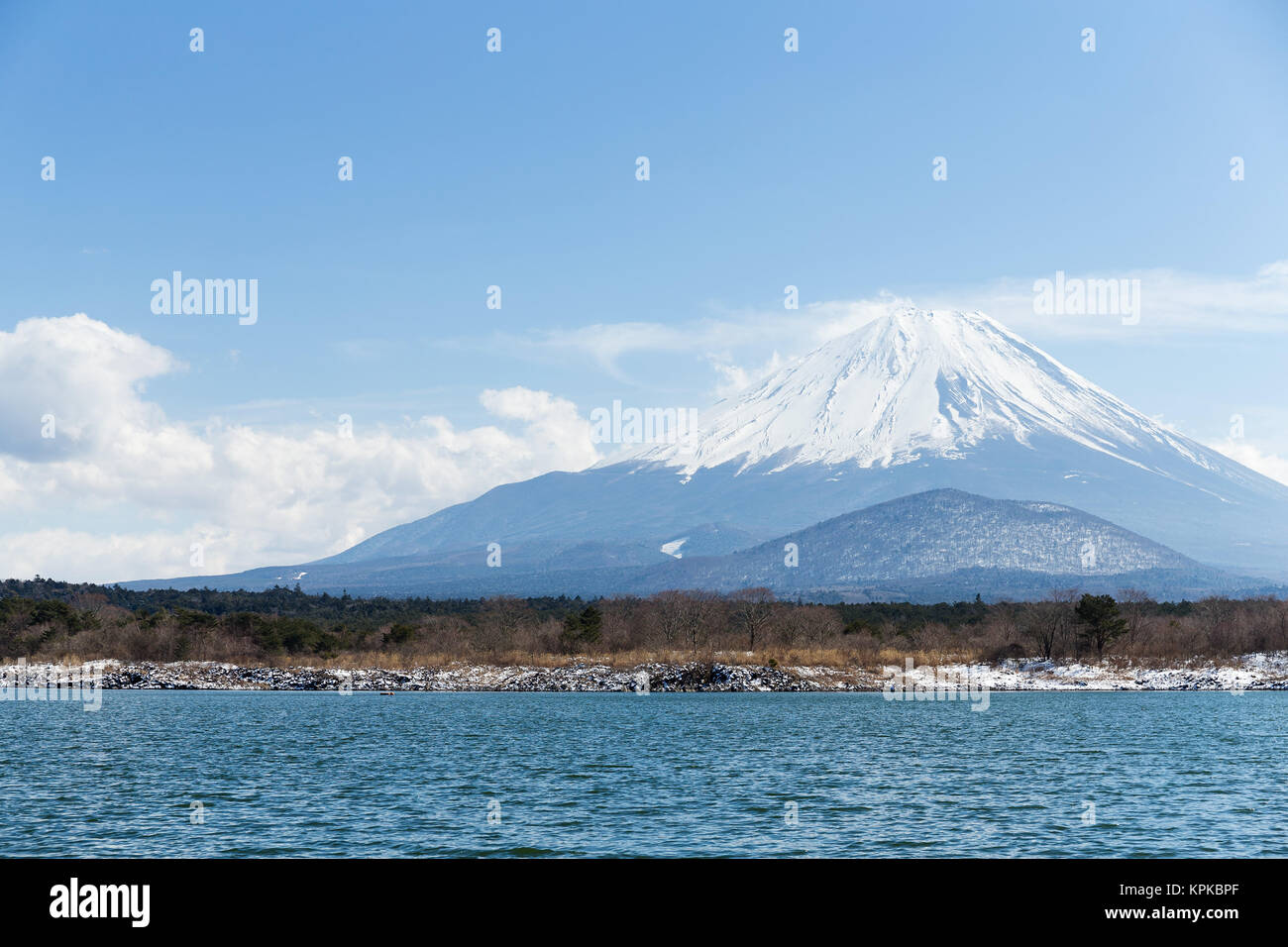 Lake Shoji and Fujisan with blue sky Stock Photo - Alamy