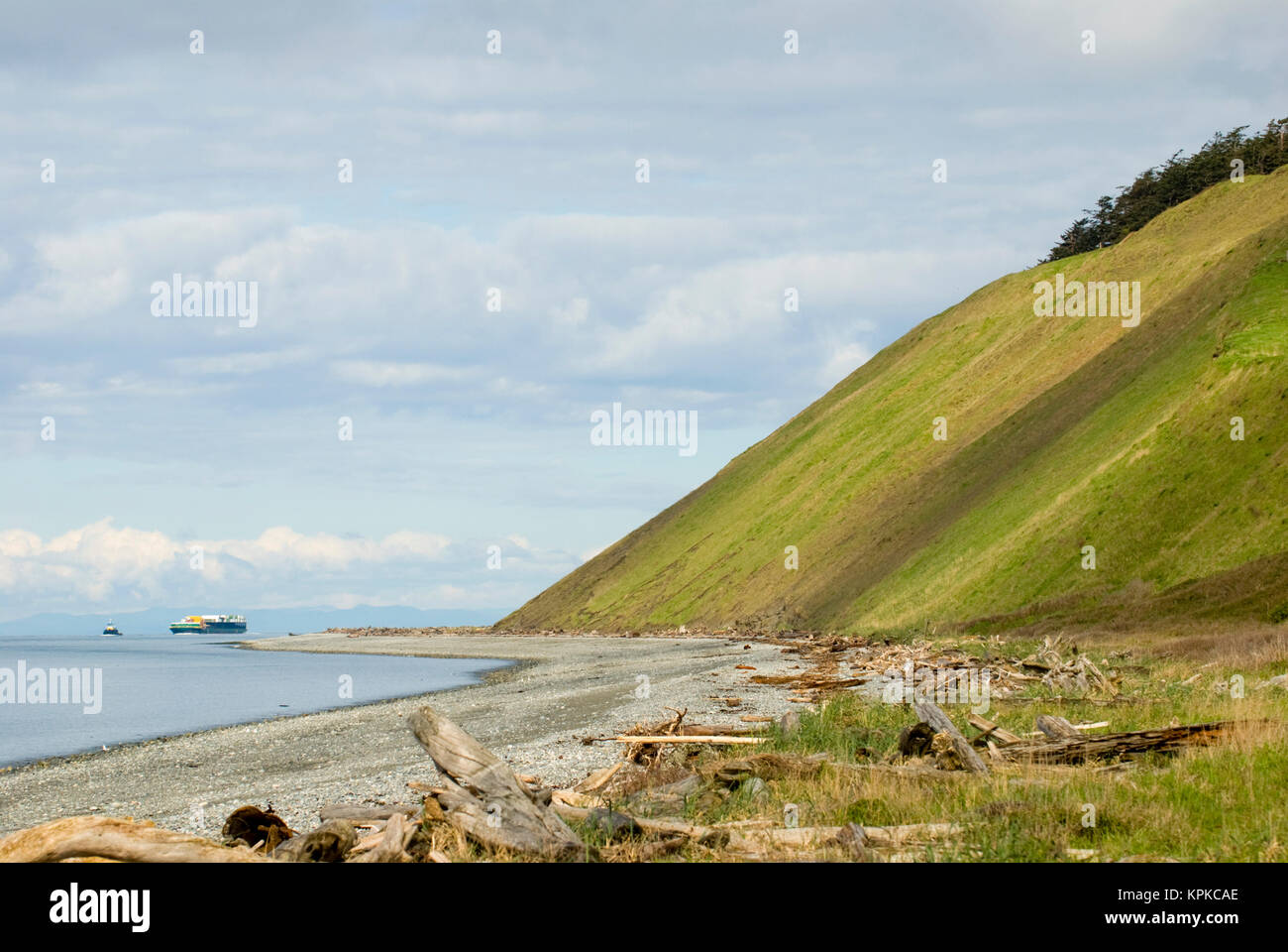 USA, WA, Island County, Whidbey Island. Shipping lanes in Puget Sound ...