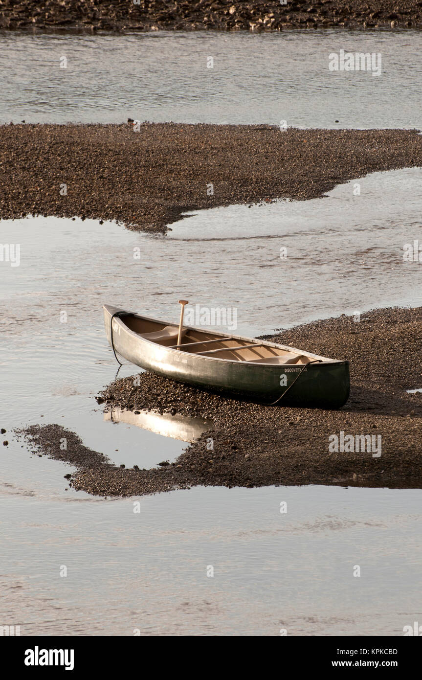 USA, WA, Bainbridge Island. Low tide in Fletcher Bay beaches canoe ...