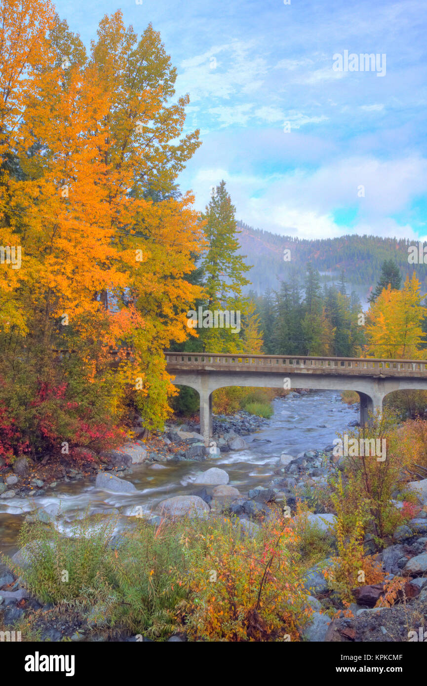 Autumn colors of forests in The Cascade Mountains, Leavenworth ...