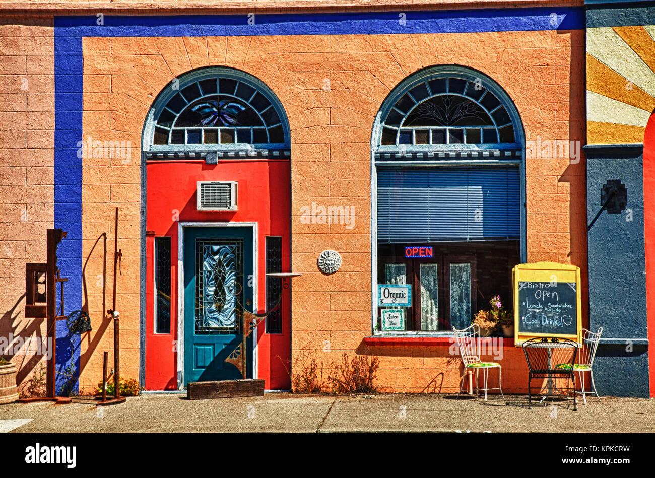 USA. Washington. Palouse. Town of Palouse with Colorful Buildings Stock ...