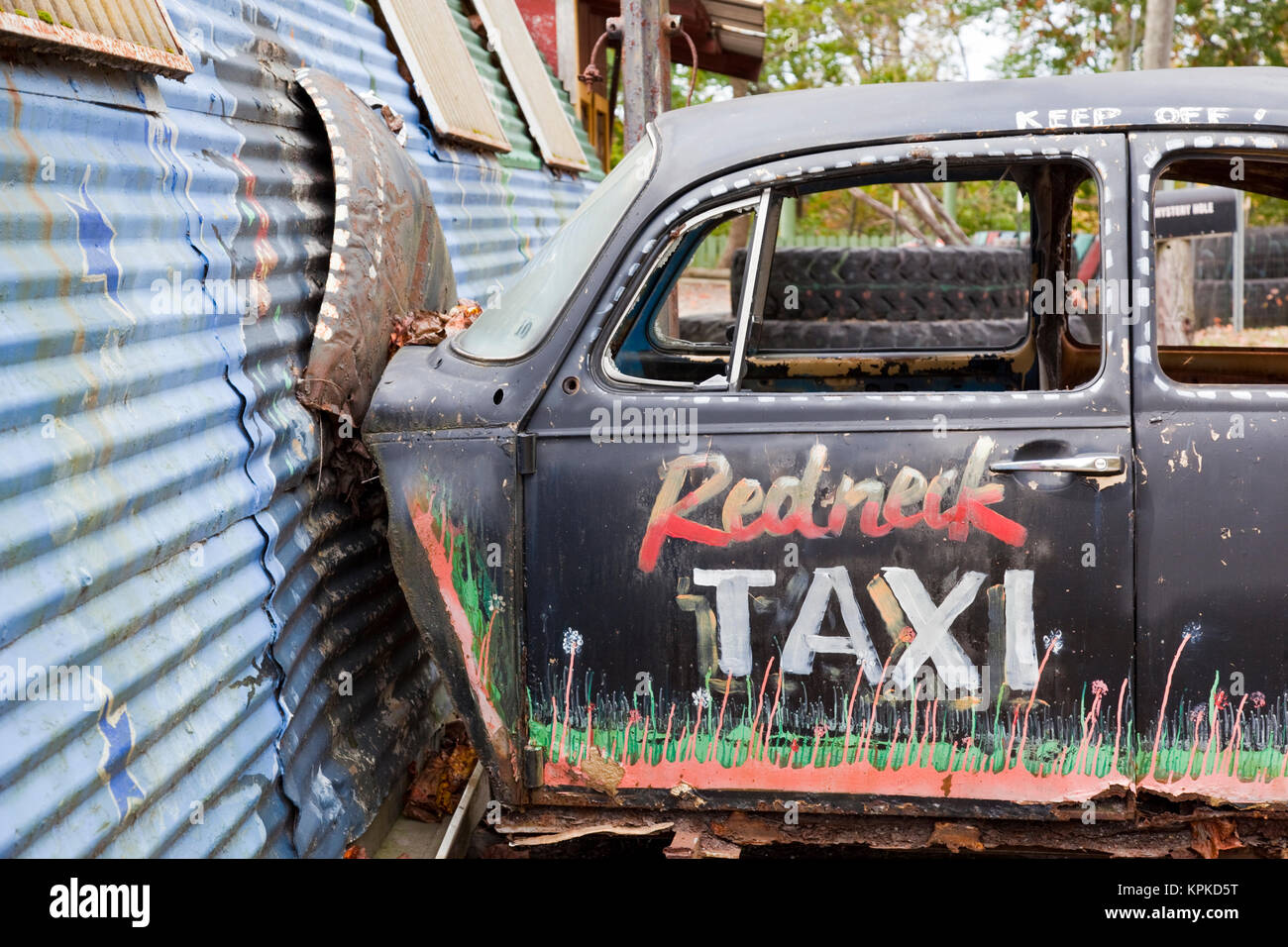 USA, West Virginia, Anstead. Mystery Hole tourist attraction, redneck ...