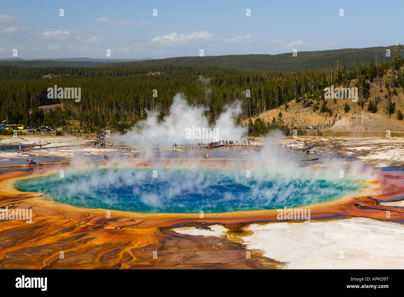Elevated view of Grand Prismatic Spring, the largest in the U.S. and ...