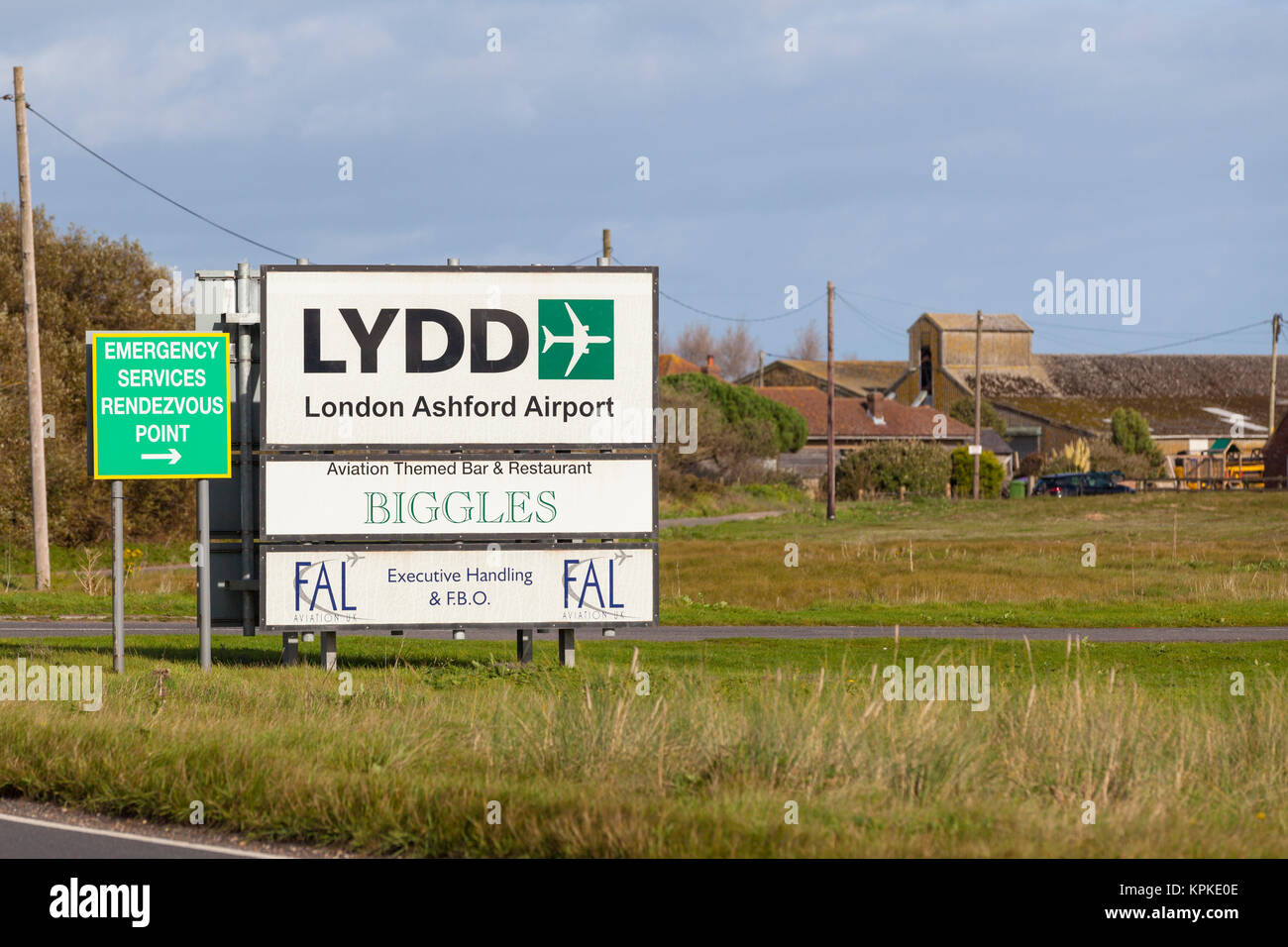 Lydd london ashford airport sign, uk Stock Photo - Alamy