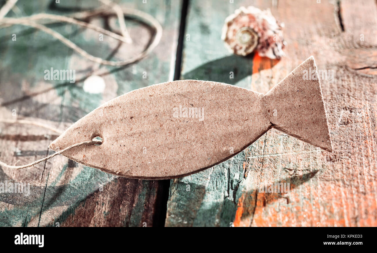Decorative Fish Tag for Wellness Concepts. Brown blank Fish shaped sign ...