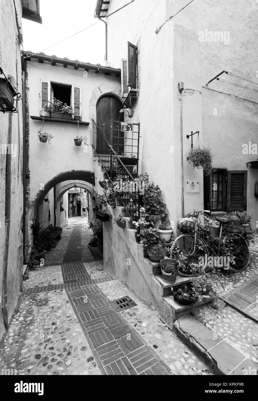 Medieval streets in village Black and White Stock Photos & Images - Alamy
