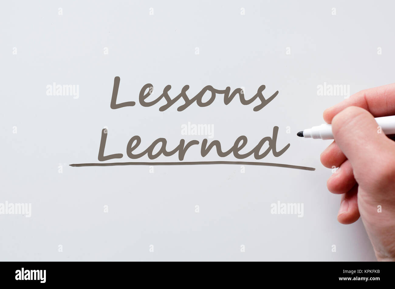 Lessons learned written on whiteboard Stock Photo - Alamy