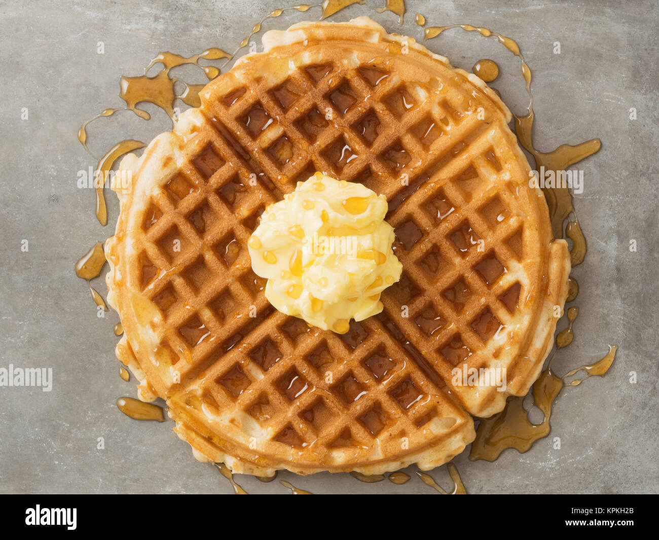 rustic traditional waffle with butter and maple syrup Stock Photo - Alamy