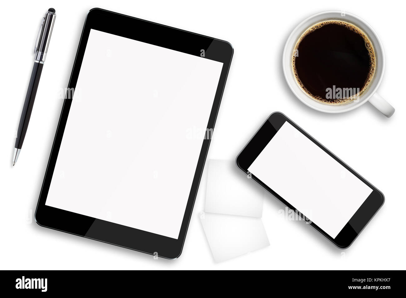 Workplace with tech device Stock Photo - Alamy