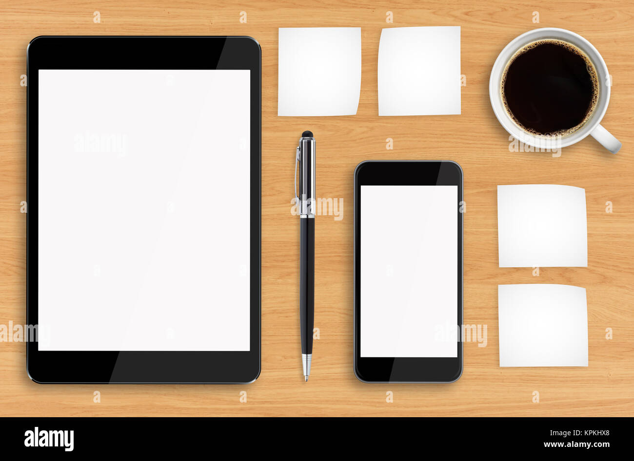 Workplace with tech device Stock Photo - Alamy