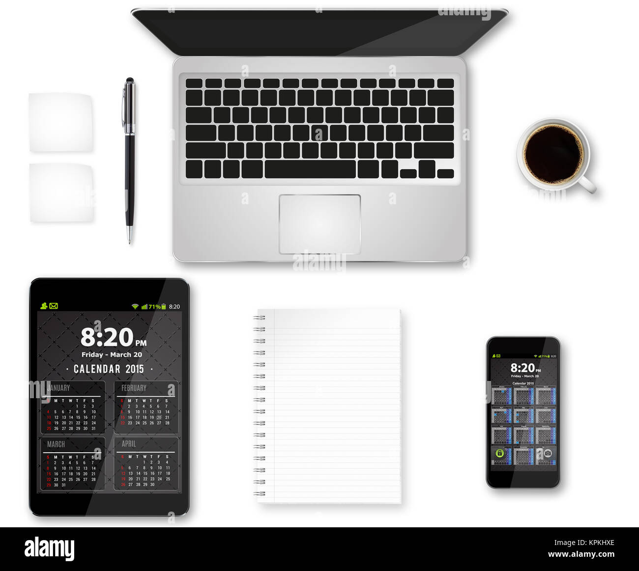 Workplace with tech device Stock Photo - Alamy