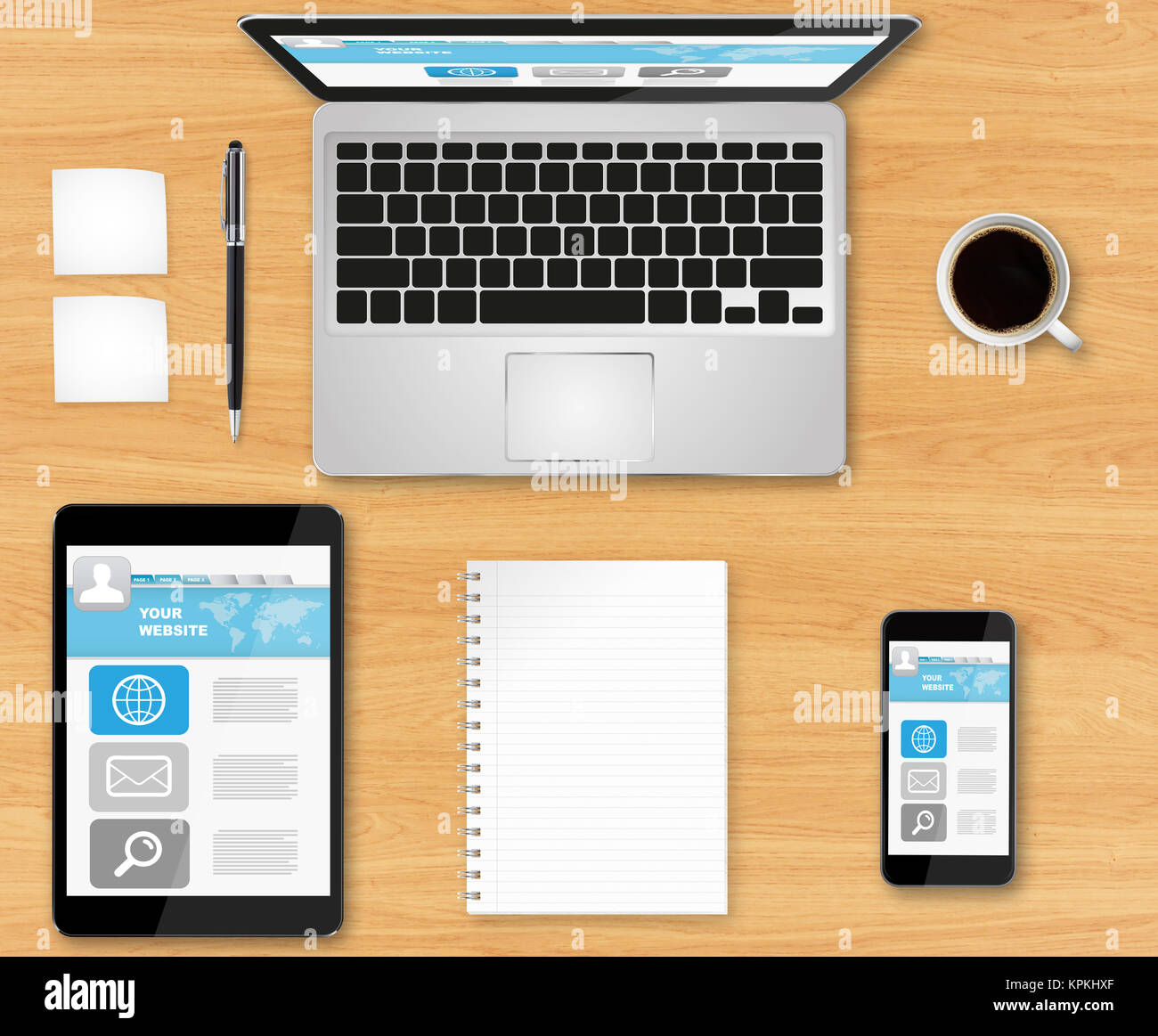 Workplace with tech device Stock Photo - Alamy