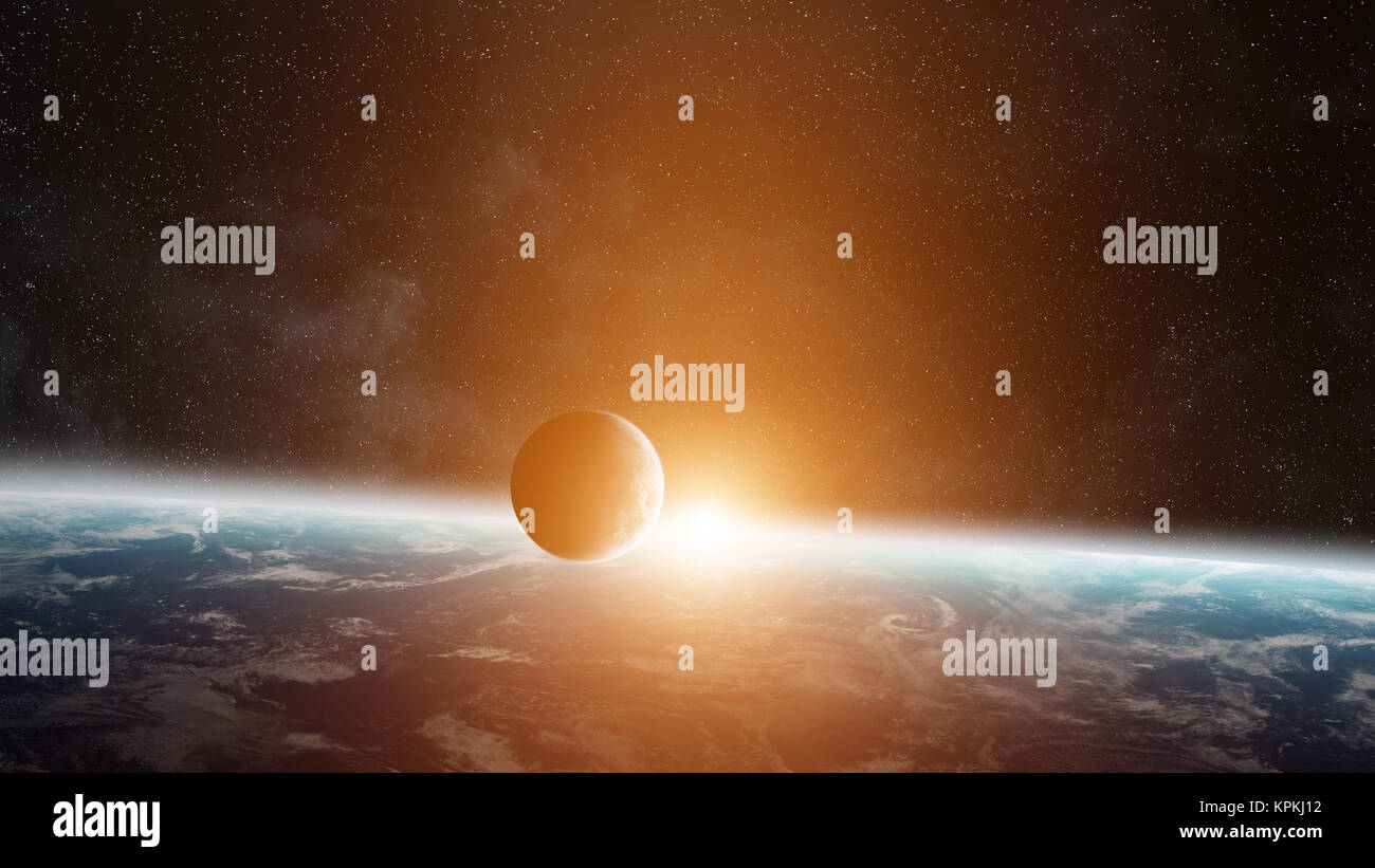 Sunrise over planet Earth in space Stock Photo - Alamy