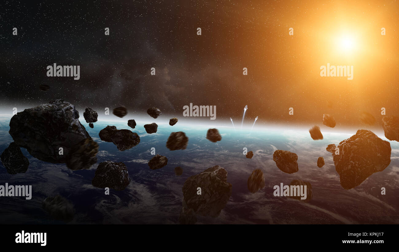 Meteorite impact on planet Earth in space Stock Photo - Alamy