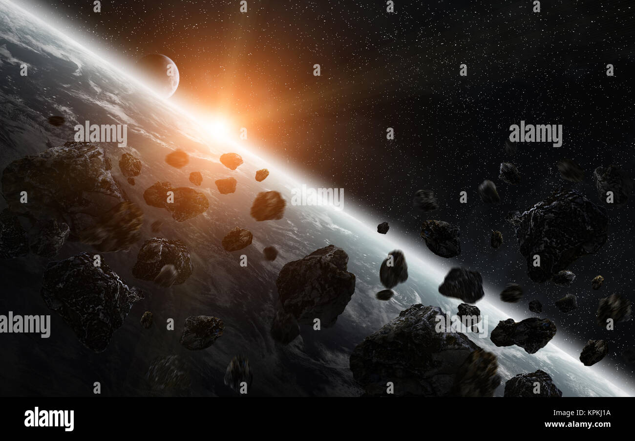 Meteorite impact on planet Earth in space Stock Photo - Alamy