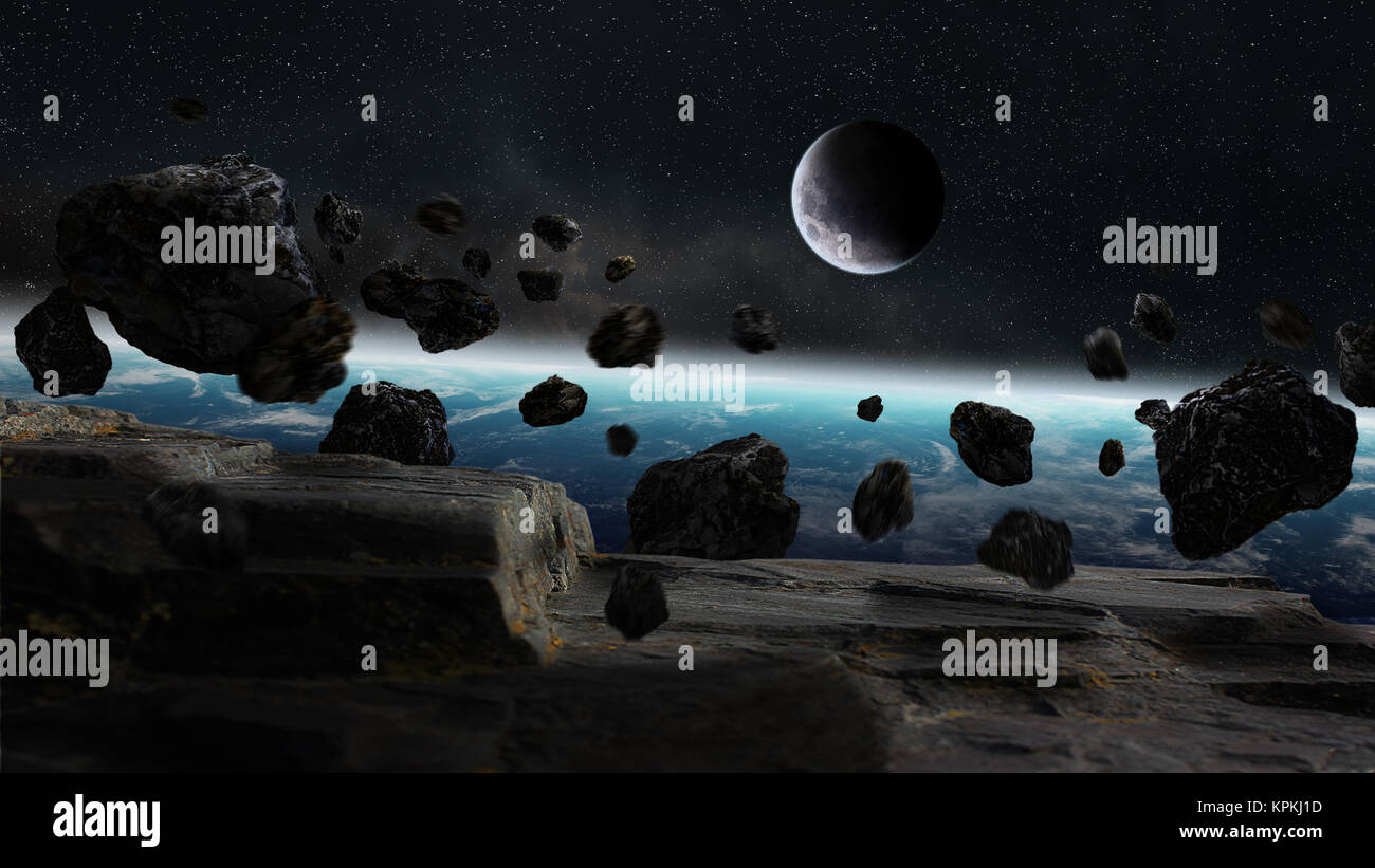 Meteorite impact on planet Earth in space Stock Photo - Alamy