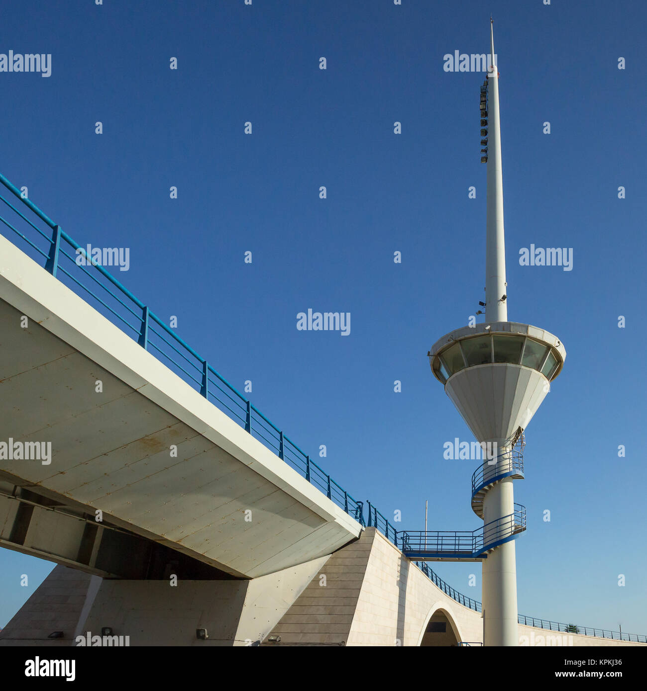 Drawbridge and control tower in La Manga, Spain Stock Photo - Alamy