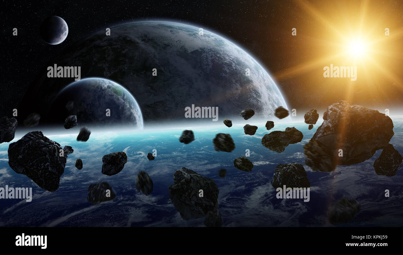 Meteorite impact on planets in space Stock Photo - Alamy