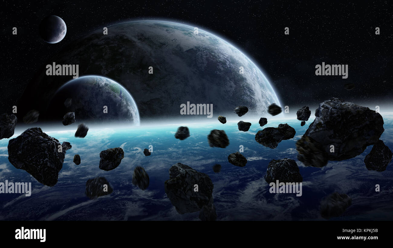 Meteorite impact on planets in space Stock Photo - Alamy