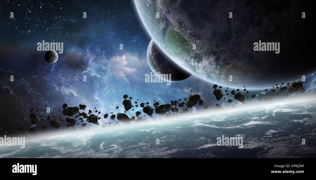 Meteorite impact on planet Earth in space Stock Photo - Alamy