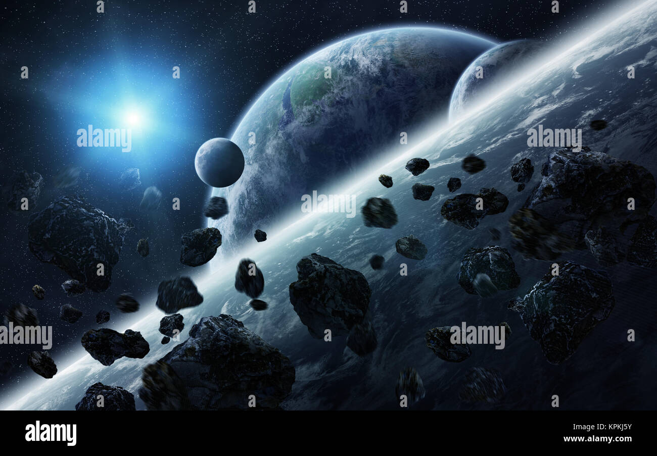 Meteorite impact on planets in space Stock Photo - Alamy