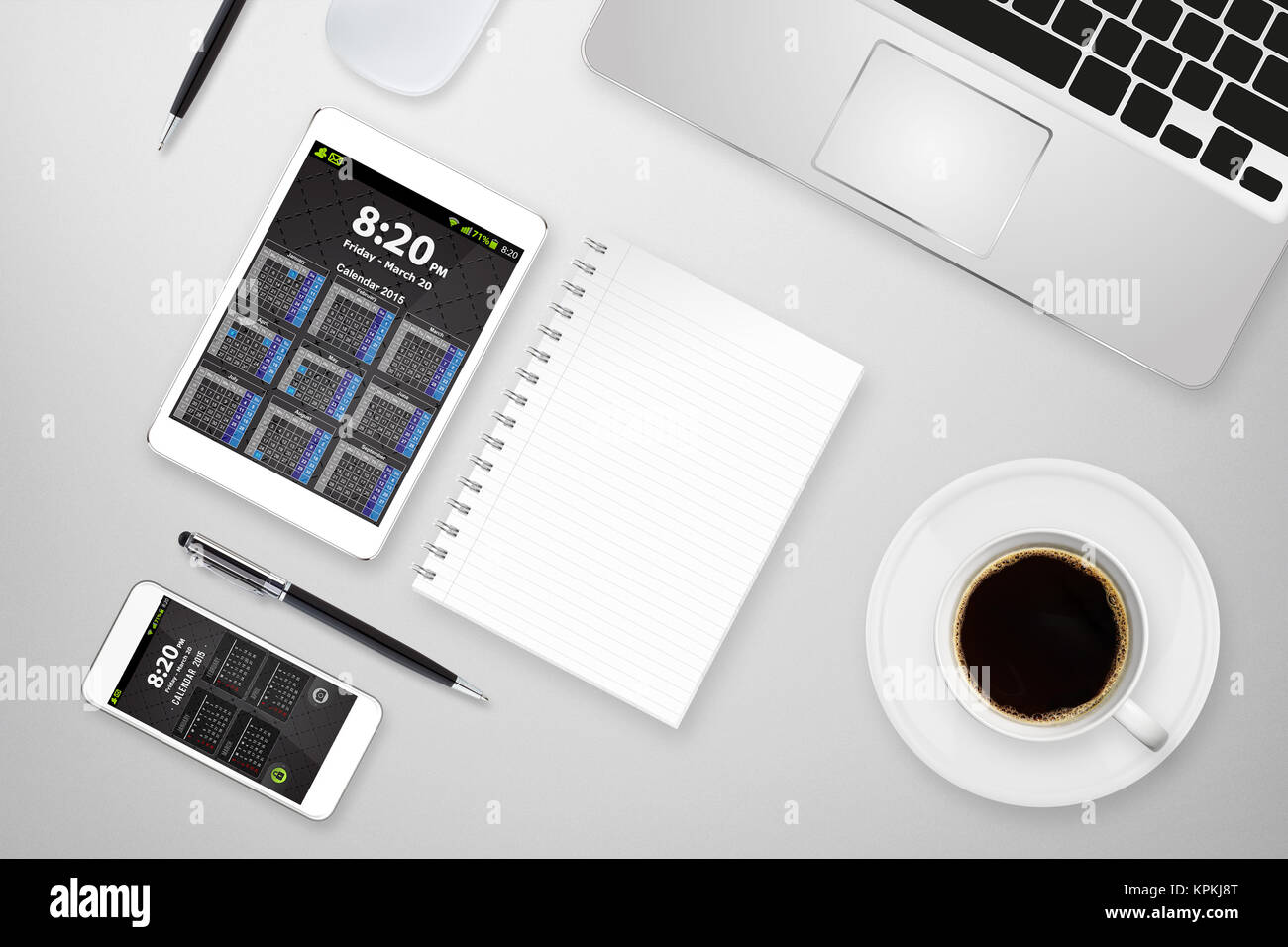 Workplace with tech device Stock Photo - Alamy