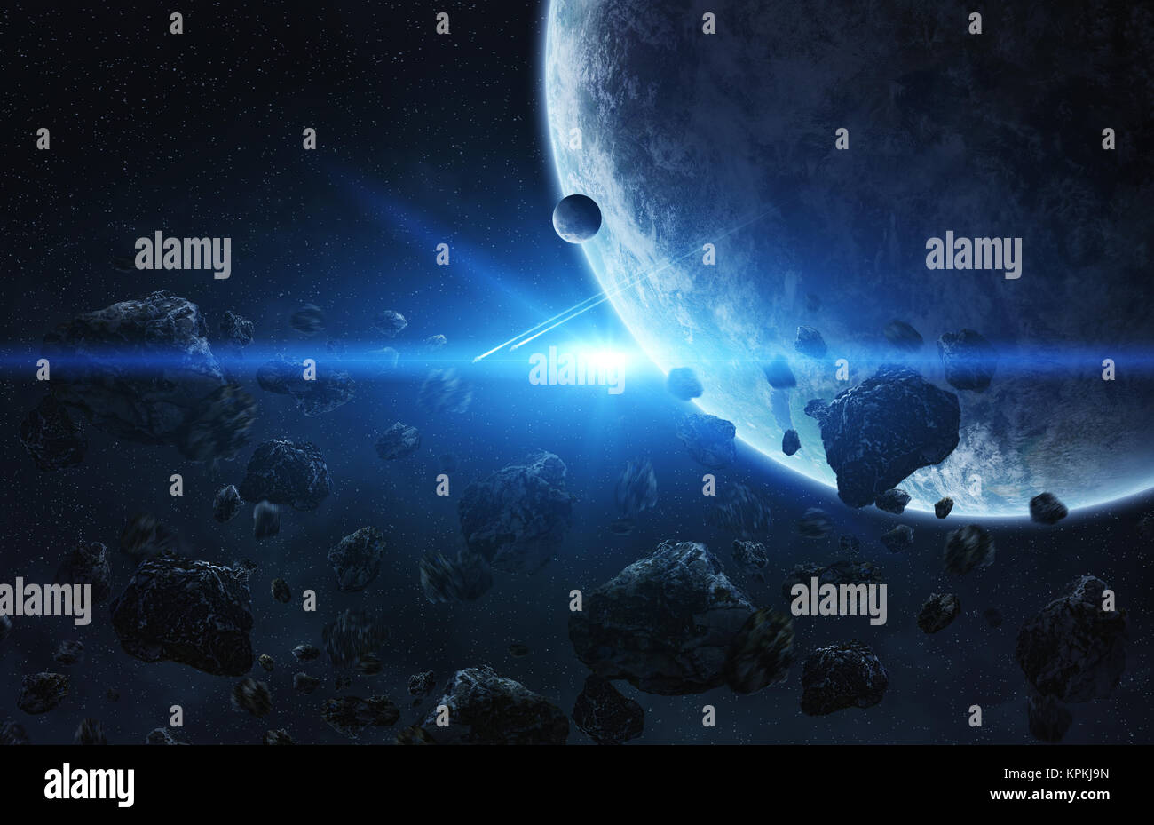 Meteorite impact on planet Earth in space Stock Photo - Alamy