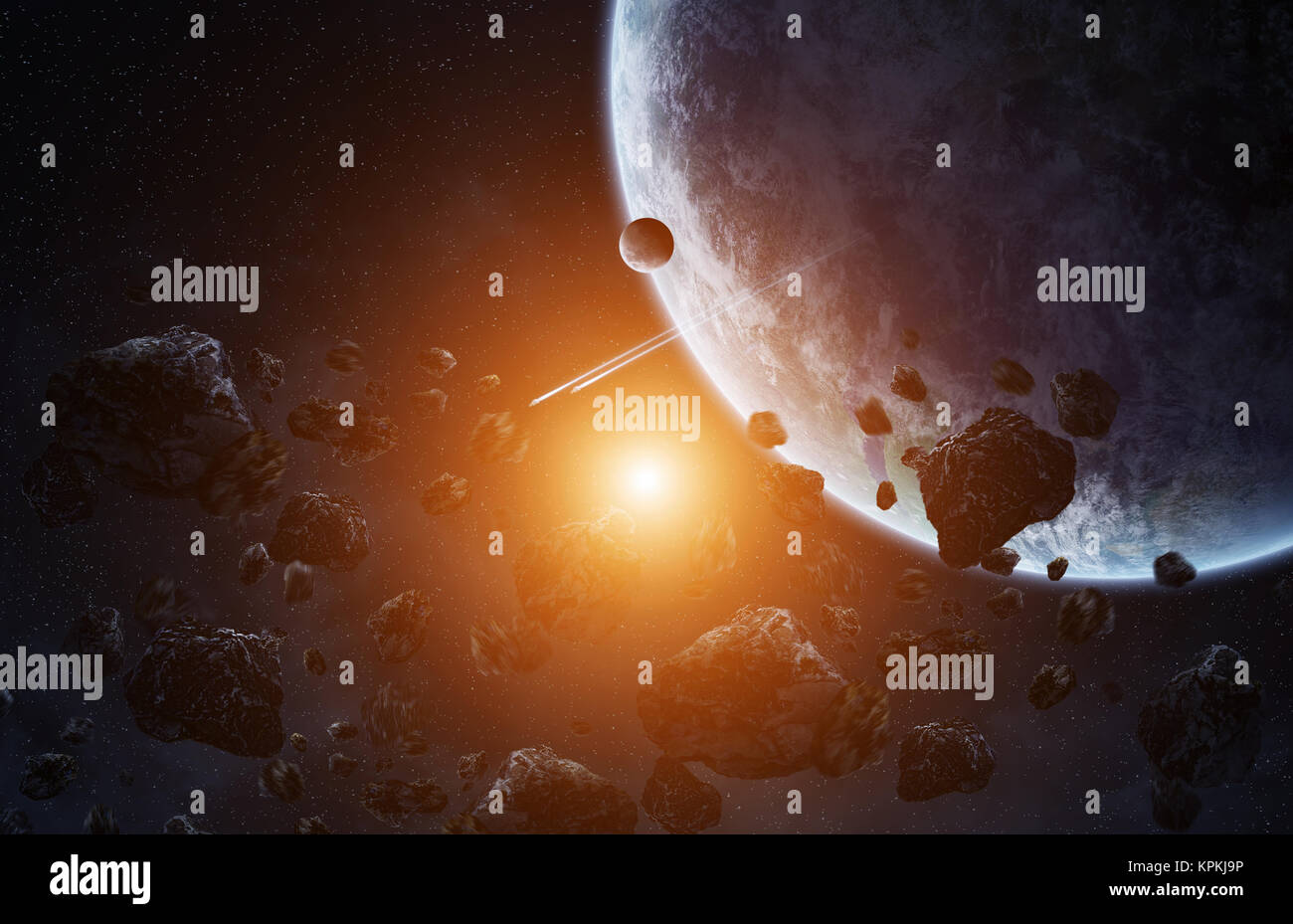 Meteorite impact on planet Earth in space Stock Photo - Alamy