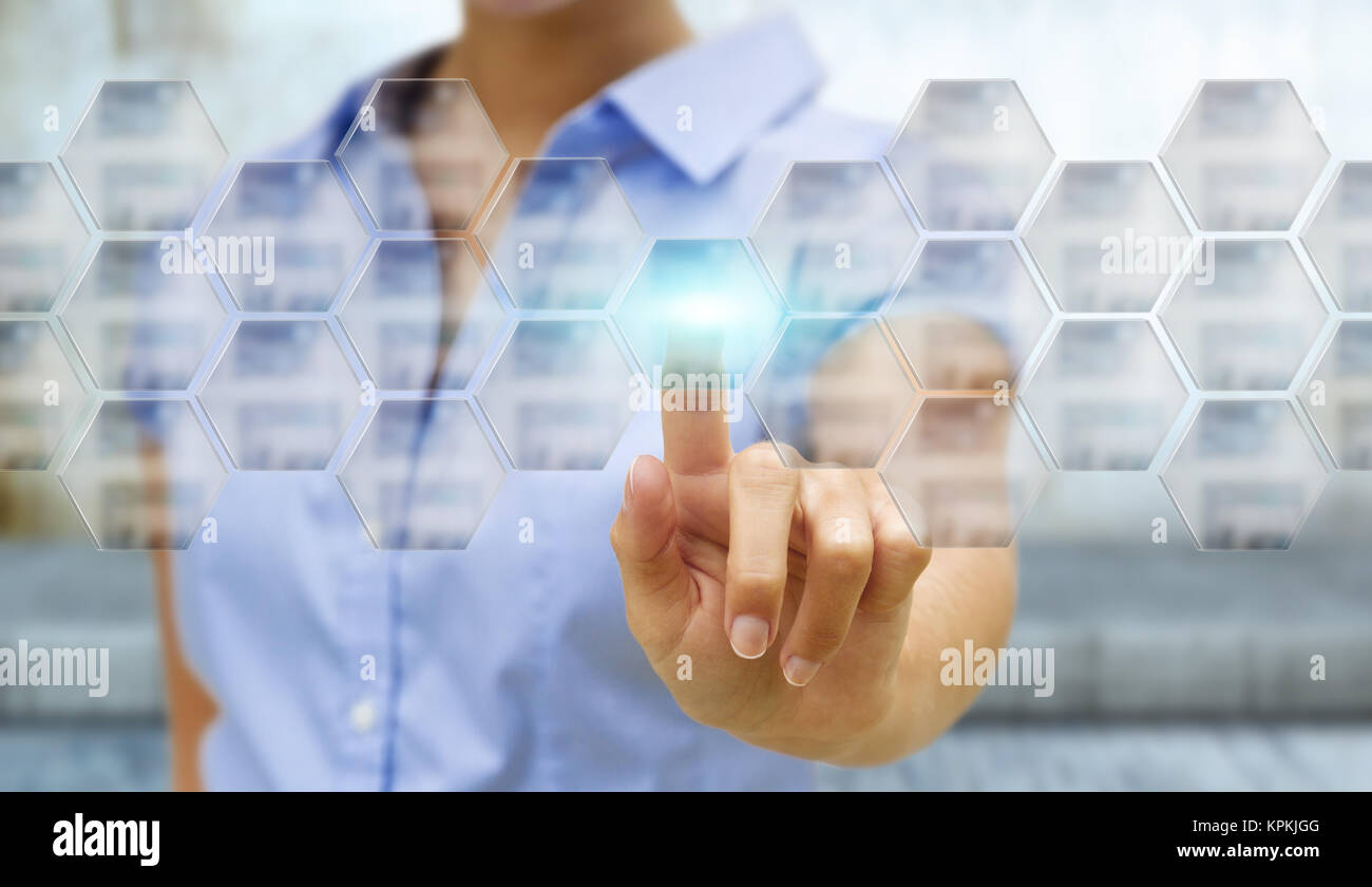 Businesswoman in his office using tactile interface Stock Photo - Alamy