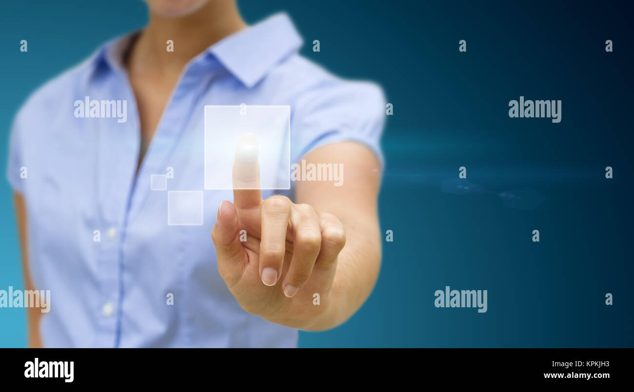 Businesswoman in his office using tactile interface Stock Photo - Alamy