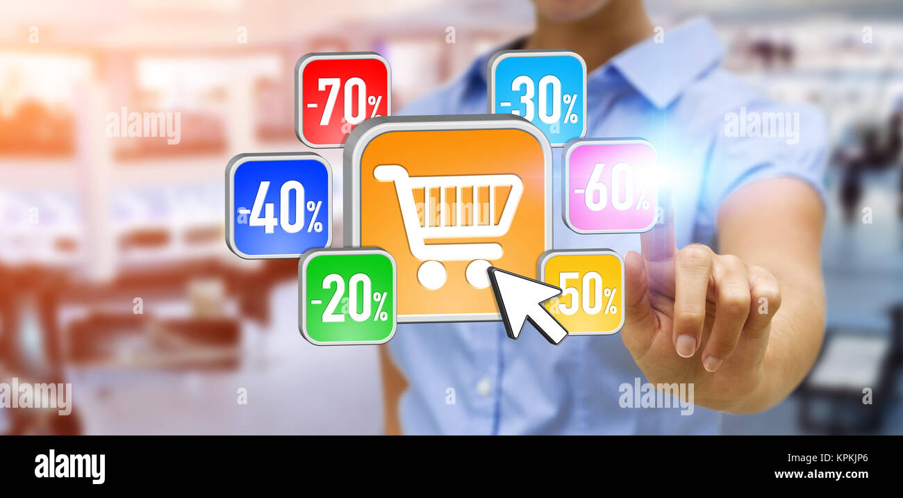 Young woman shopping during sales period Stock Photo - Alamy