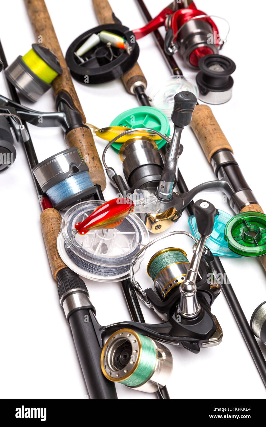 composition from different fishing tackles Stock Photo - Alamy