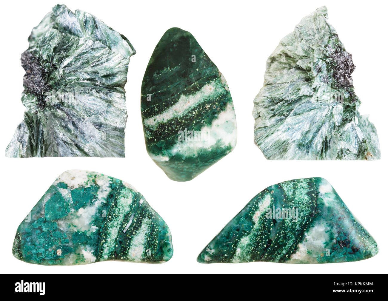 set of clinochlore stones and polished gemstones Stock Photo - Alamy