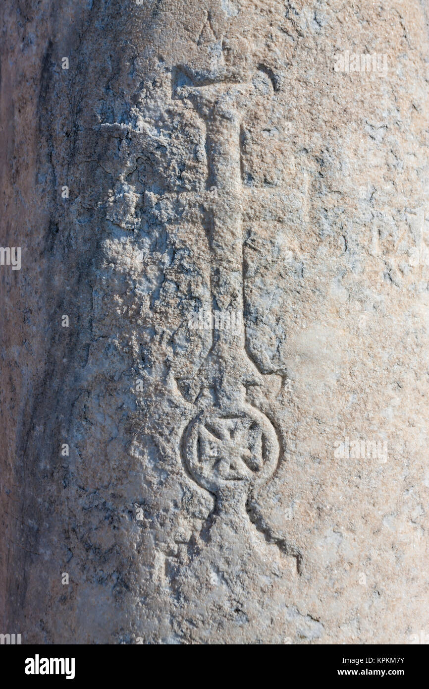 Christian Cross Carved in Stone at Selcuk in Turkey Stock Photo - Alamy