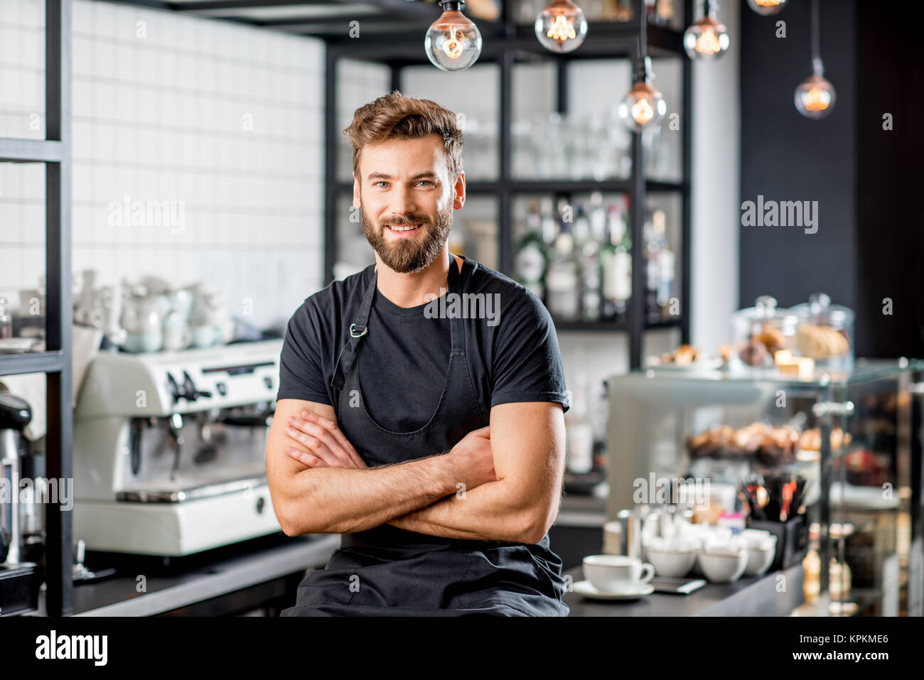 Barista portrait in the cafe Stock Photo - Alamy