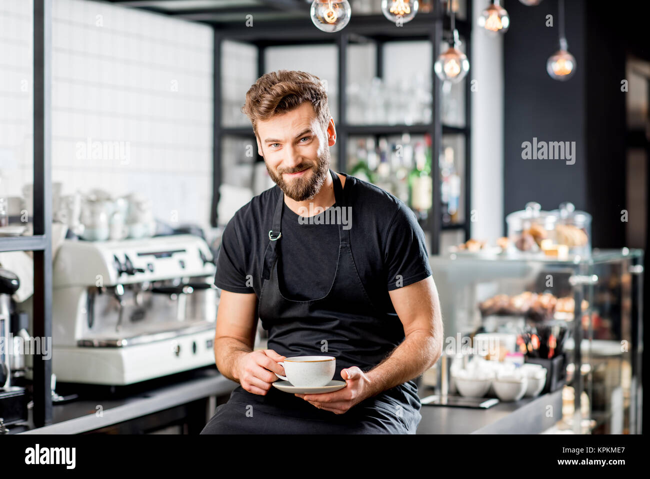 Barista portrait in the cafe Stock Photo - Alamy