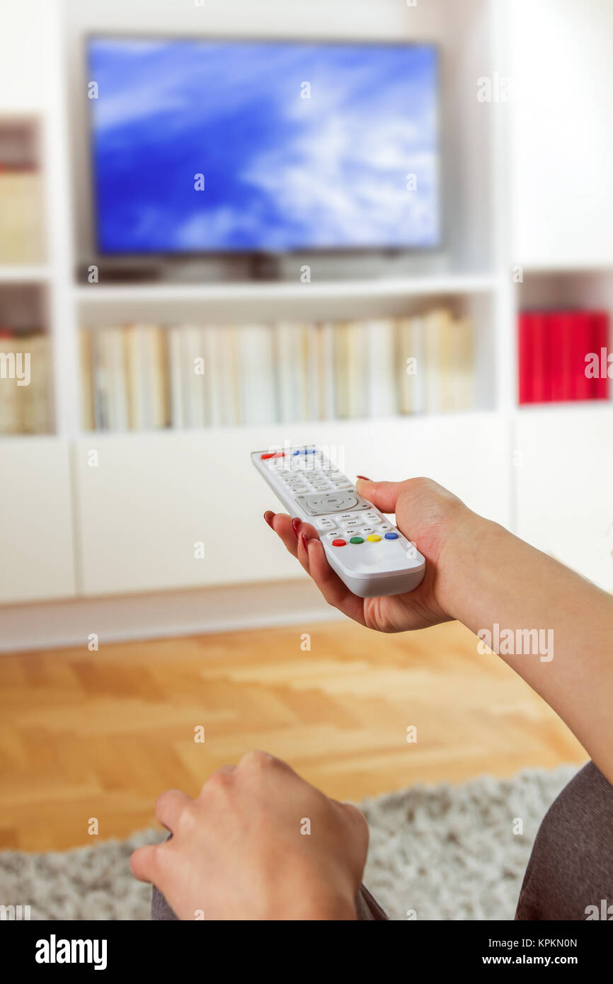 Changing Channel on TV Stock Photo - Alamy