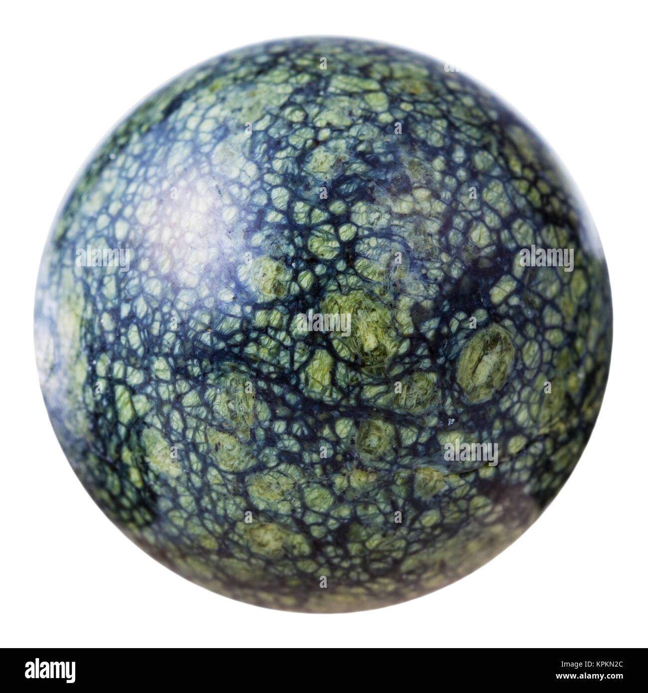 sphere from green serpentine mineral gemstone Stock Photo - Alamy
