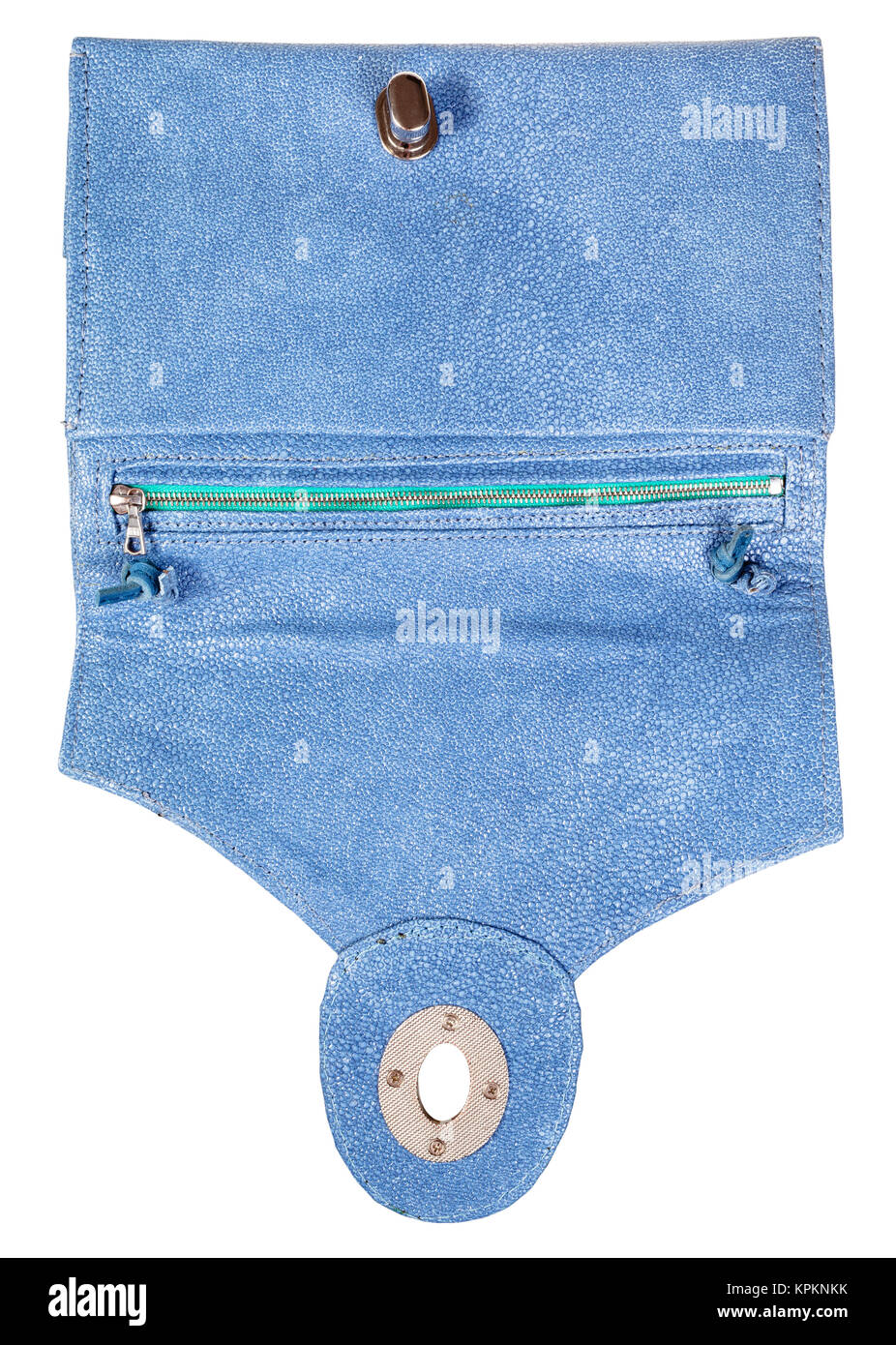 open blue handbag from natural stingray leather Stock Photo - Alamy