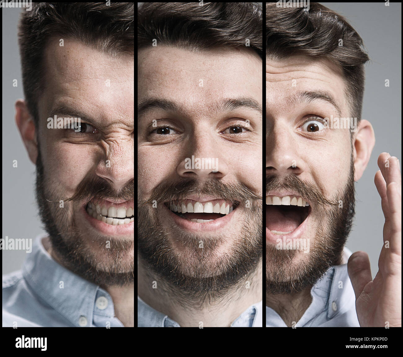 Set of young man' s portraits with different emotions Stock Photo - Alamy