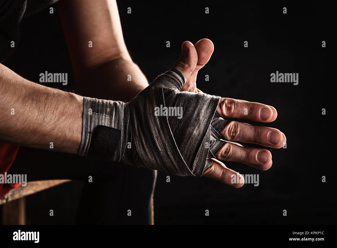 Close-up hand of muscular man with bandage Stock Photo - Alamy