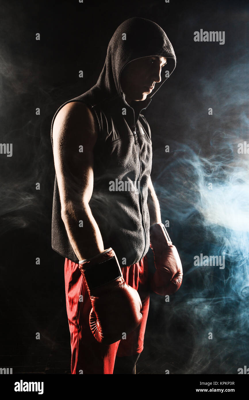 The young man kickboxing Stock Photo - Alamy