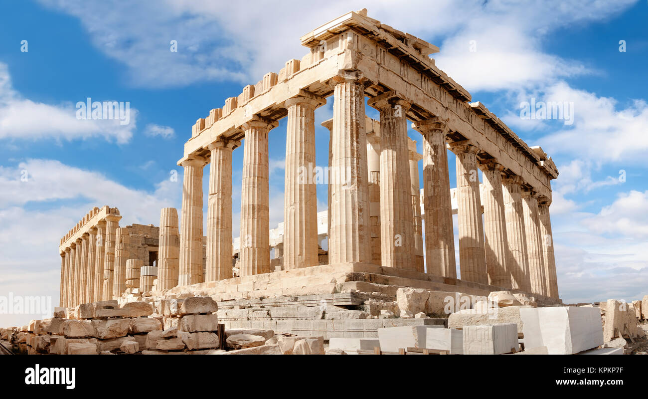 Parthenon temple on a bright day. Acropolis in Athens, Greece Stock Photo - Alamy