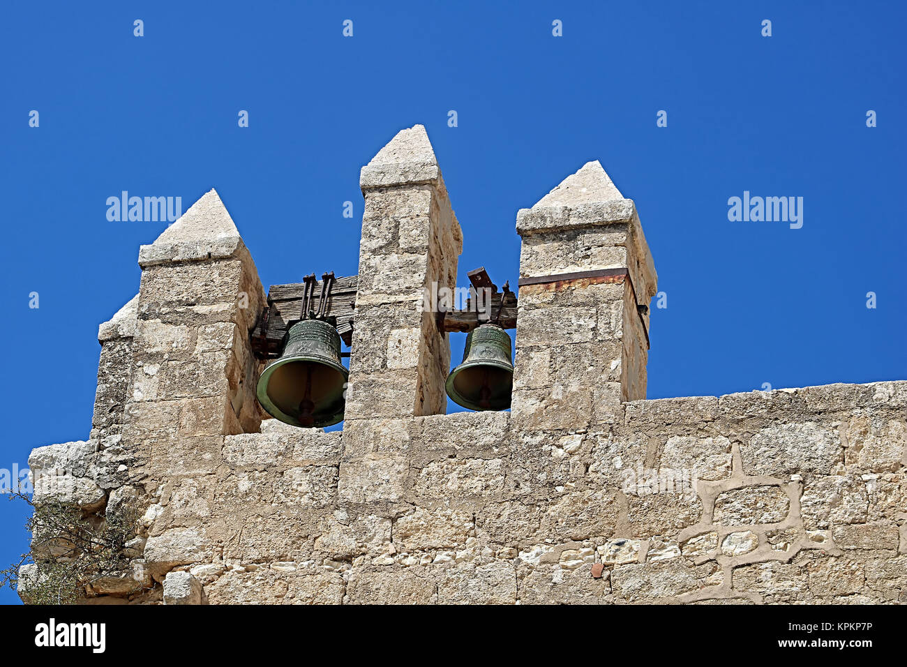 Bells against the sky in Beit Jimal (or Beit Jamal) Catholic monastery ...