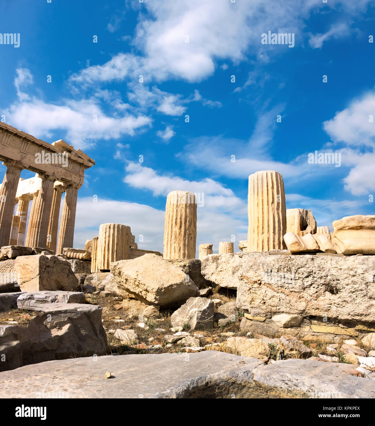 Ancient stones around Parthenon on the Acropolis, Athens, Greece ...