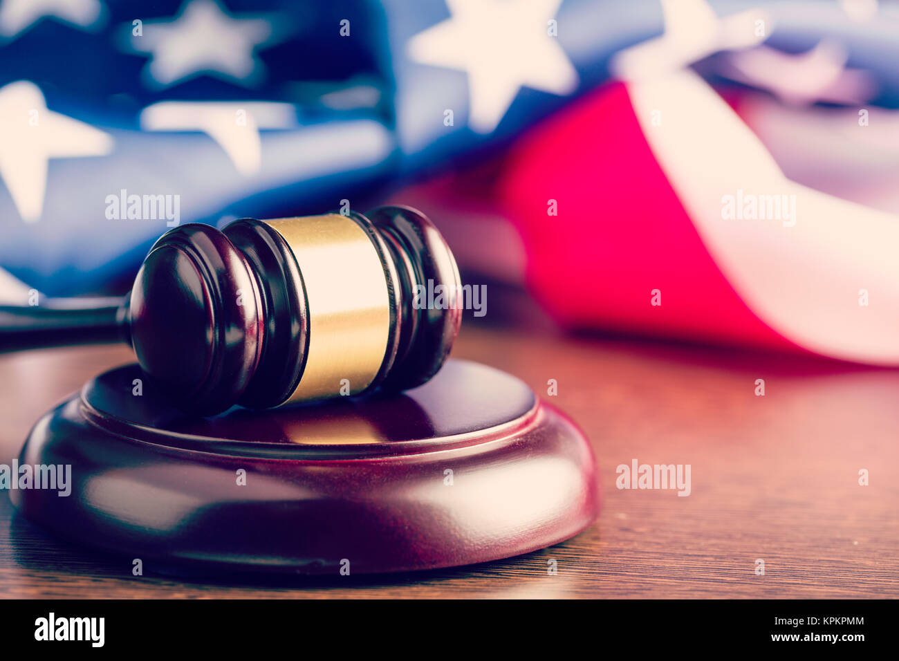 judge gavel and background with usa flag Stock Photo - Alamy
