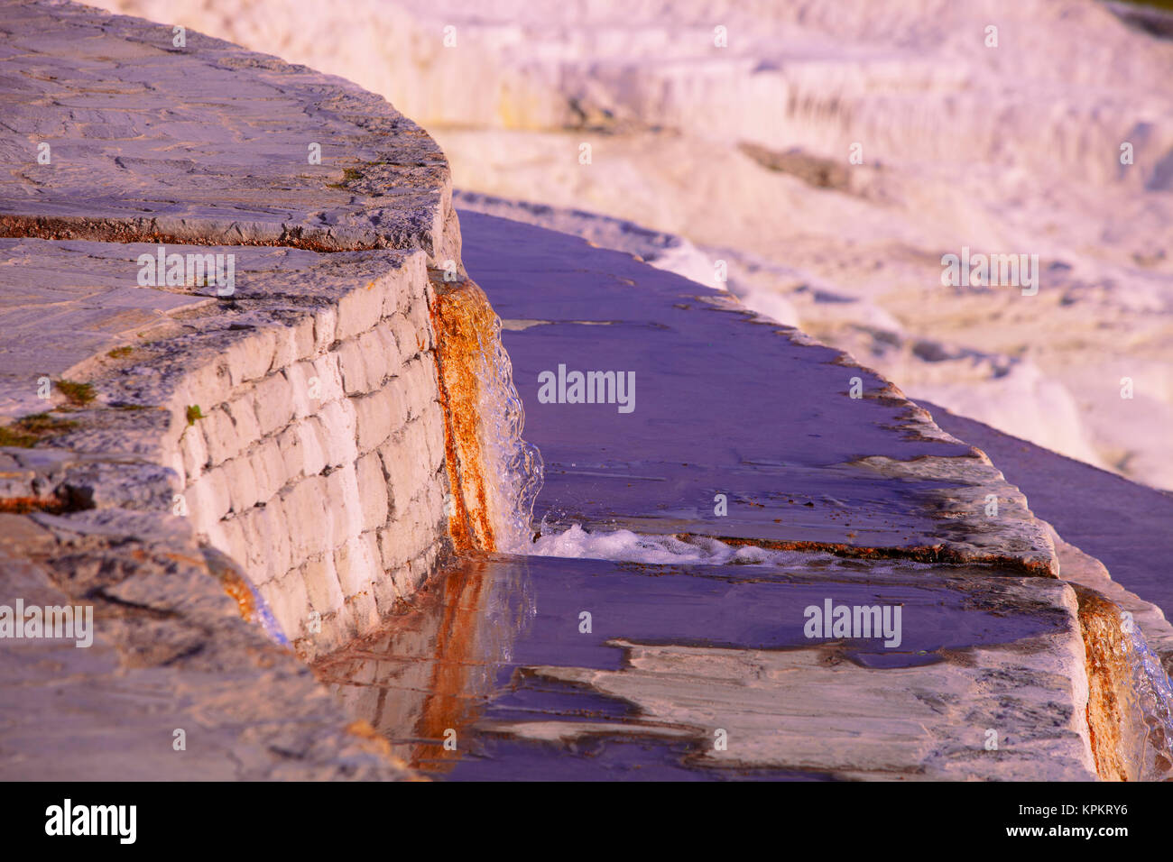 Spring Water Pouring from Channel at Pamukkale Stock Photo - Alamy