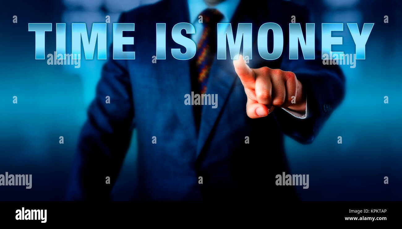 Businessman Touching TIME IS MONEY Stock Photo - Alamy