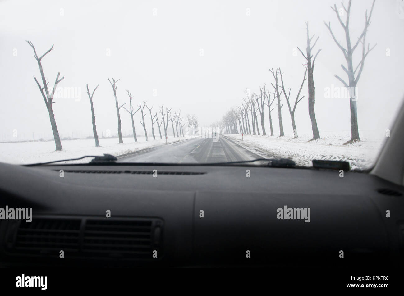 winter driving - winter road,inside the car Stock Photo - Alamy